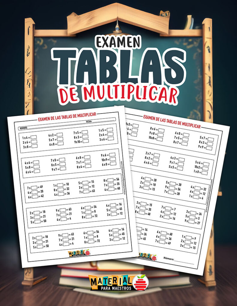 Examen de las tablas de multiplicar - Material para Maestros
