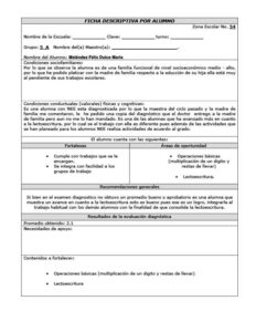 Ejemplos de fichas descriptivas editables del alumno(Word) - Material ...