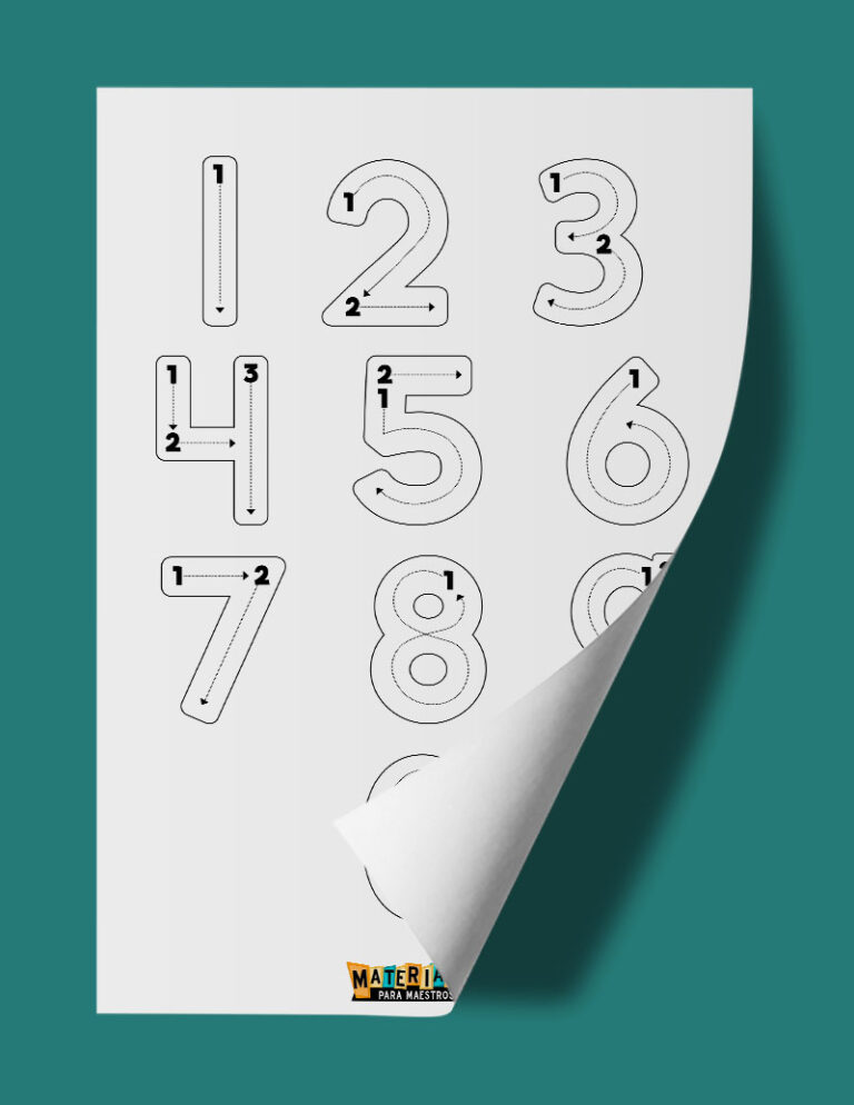 Plantilla del trazo de los números para imprimir - Material para Maestros