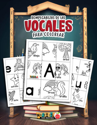 Rompecabezas de las vocales para colorear - Material para Maestros
