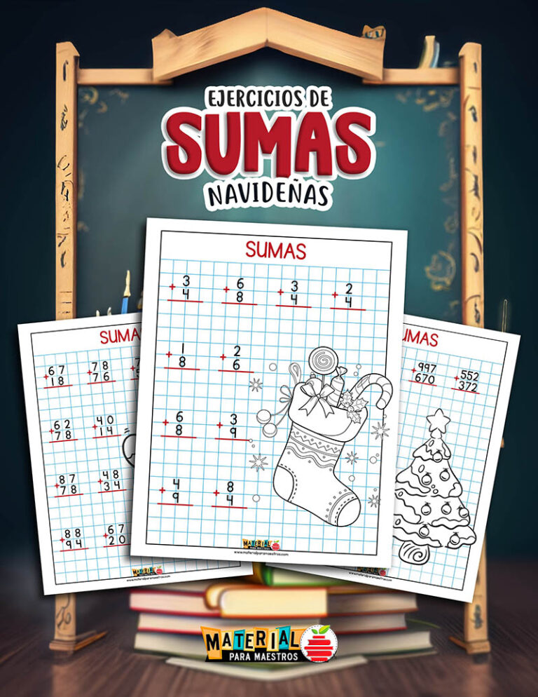 Hojas de sumas con temática navideña - Material para Maestros