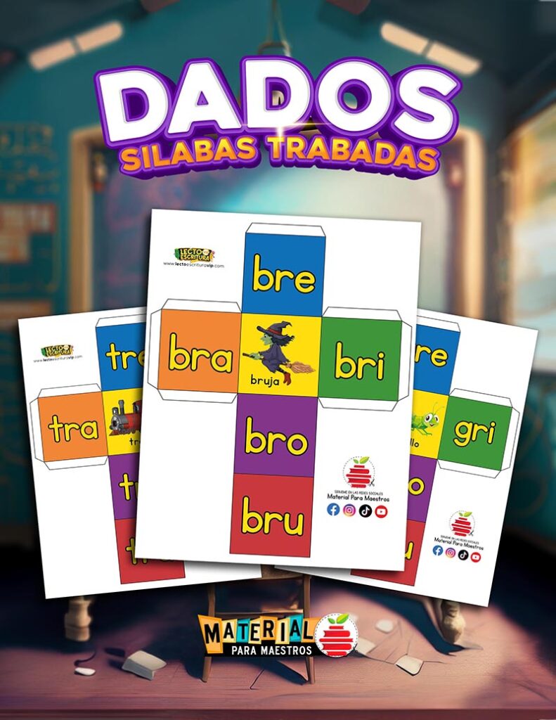 Dados didácticos de las sílabas trabadas - Material para Maestros