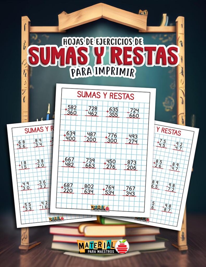 Hojas para practicar sumas y restas - Material para Maestros