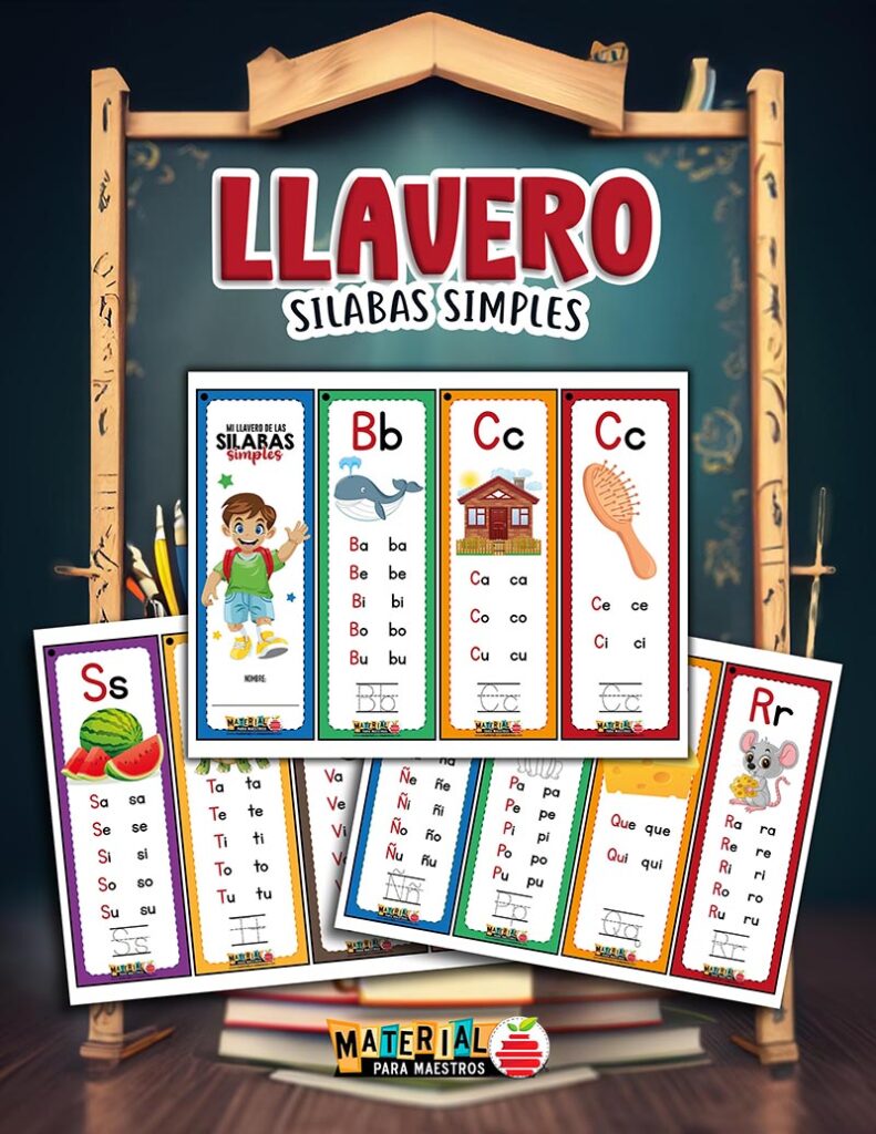 Llavero de las sílabas simples para niños - Material para Maestros