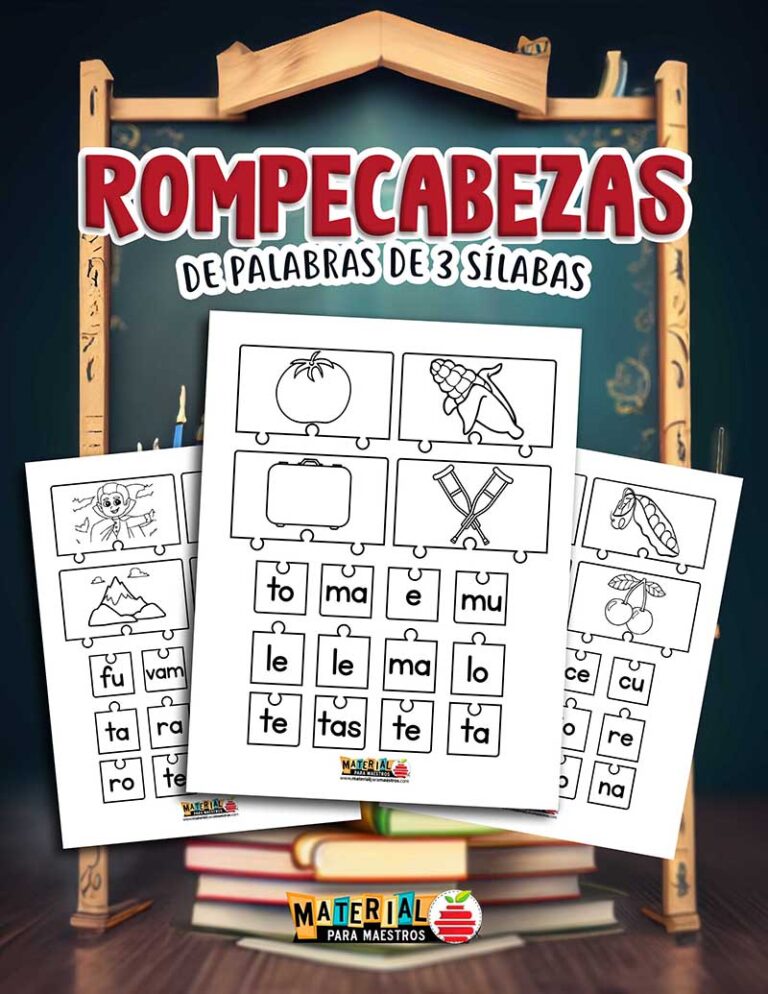 Rompecabezas de palabras de 3 sílabas - Material para Maestros