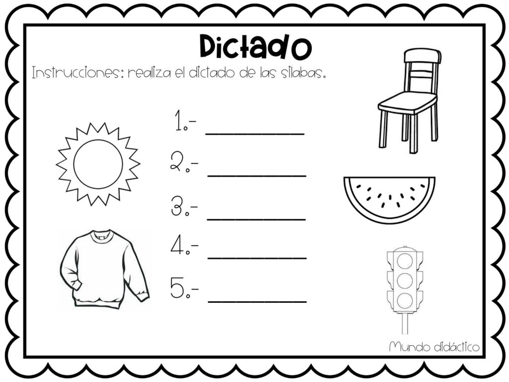 Formato para realizar dictado por sílabas - Material para Maestros