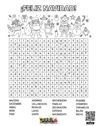 Sopa de letras sobre la Navidad para imprimir - Material para Maestros