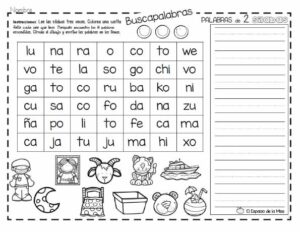 Busca palabras - Formar palabras con sílabas - Material para Maestros