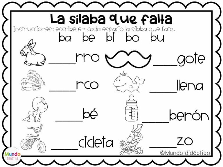 Escribe la silaba que falta - Material para Maestros