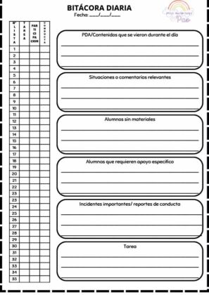 Bitácora diaria y semanal - Material para Maestros