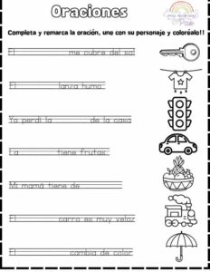 Completando y remarcado oraciones - Material para Maestros