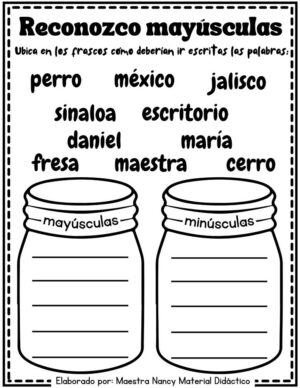 Actividades para trabajar el uso de mayúsculas - Material para Maestros