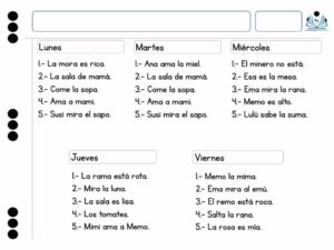 Dictado de oraciones cortas por semana - Material para Maestros