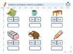 Fichas para ordenar sílabas y formar palabras - Material para Maestros