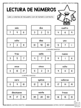 Lectura de números con letra - Material para Maestros