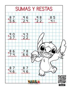 Sumas y restas con temática de Lilo y Stitch - Material para Maestros