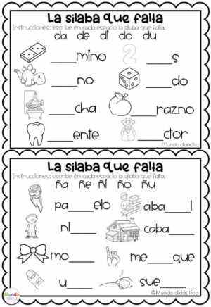 Escribe la sílaba que falta - Material para Maestros