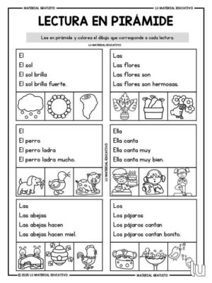 Lecturas de oraciones en pirámide - Material para Maestros