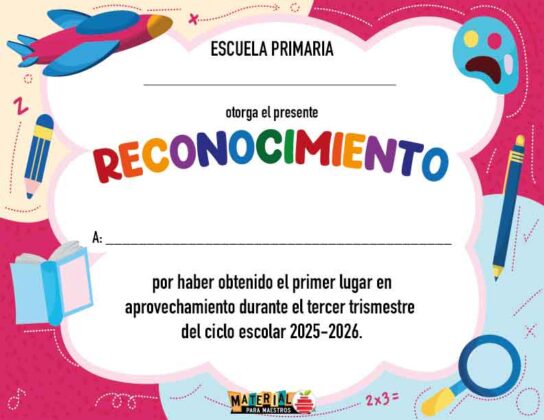 Reconocimiento para premiar el aprovechamiento en el tercer trimestre ...