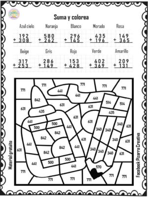 Resuelve y colorea de sumas, restas y tablas de multiplicar - Material ...