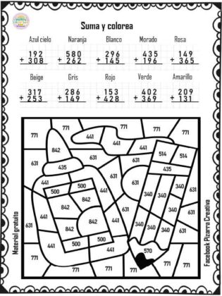 Resuelve y colorea de sumas, restas y tablas de multiplicar - Material ...