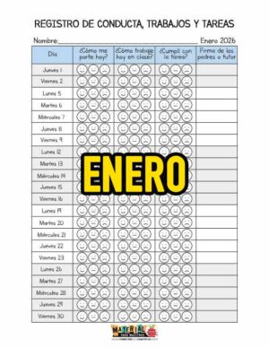 Registro de conducta, trabajos y tareas – Enero 2026 - Material para ...
