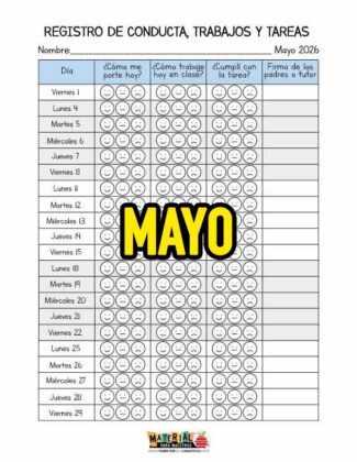 Registro de conducta, trabajos y tareas – Mayo 2026 - Material para ...