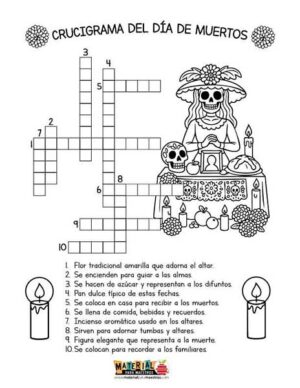 Crucigrama de día de muertos - Material para Maestros