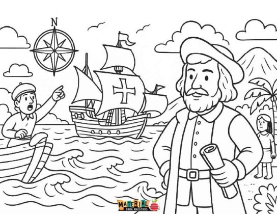 Dibujos de la llegada de los españoles a América - Material para Maestros