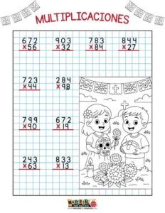 Hojas de multiplicaciones con temática del Día de Muertos - Material ...
