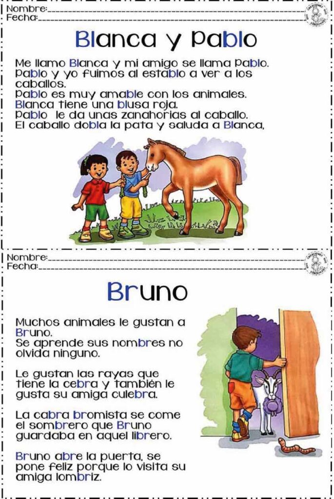 Lecturas para practicar las sílabas trabadas - Material para Maestros